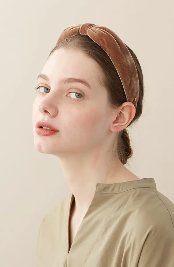 Alexandre De Paris Velvet Headband - Light Brown | Editorialist